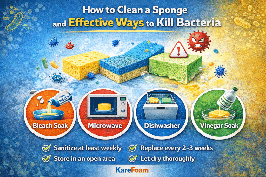 How to Clean a Sponge and Effective Ways to Kill Bacteria - Karefoam